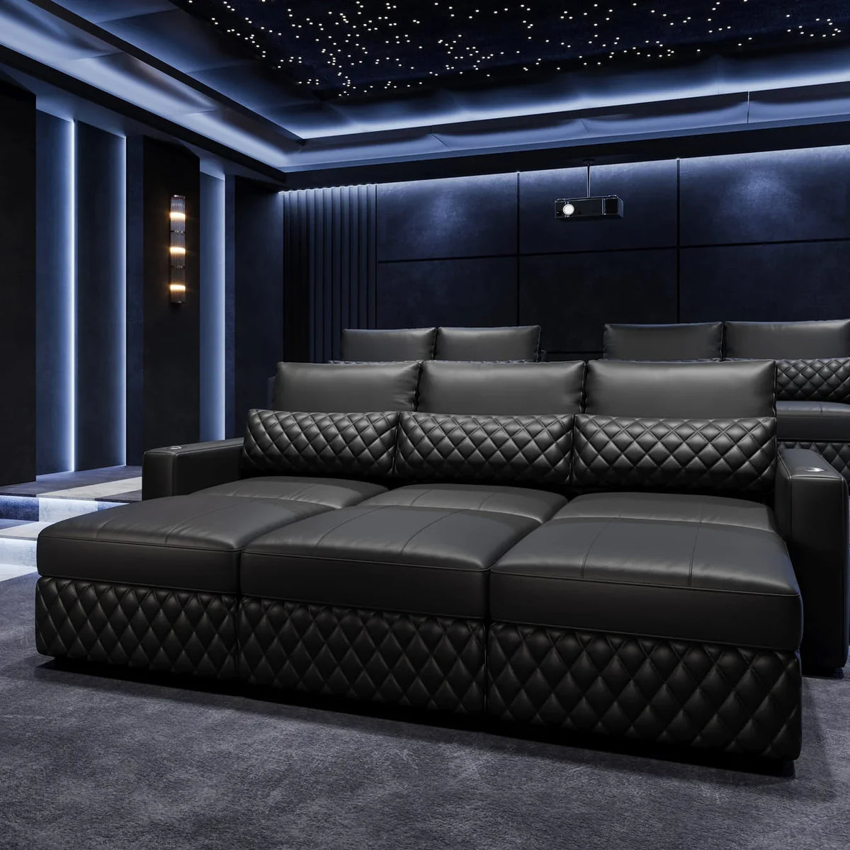 Valencia Theater Lounge: Modular Luxury Leather Sectionals