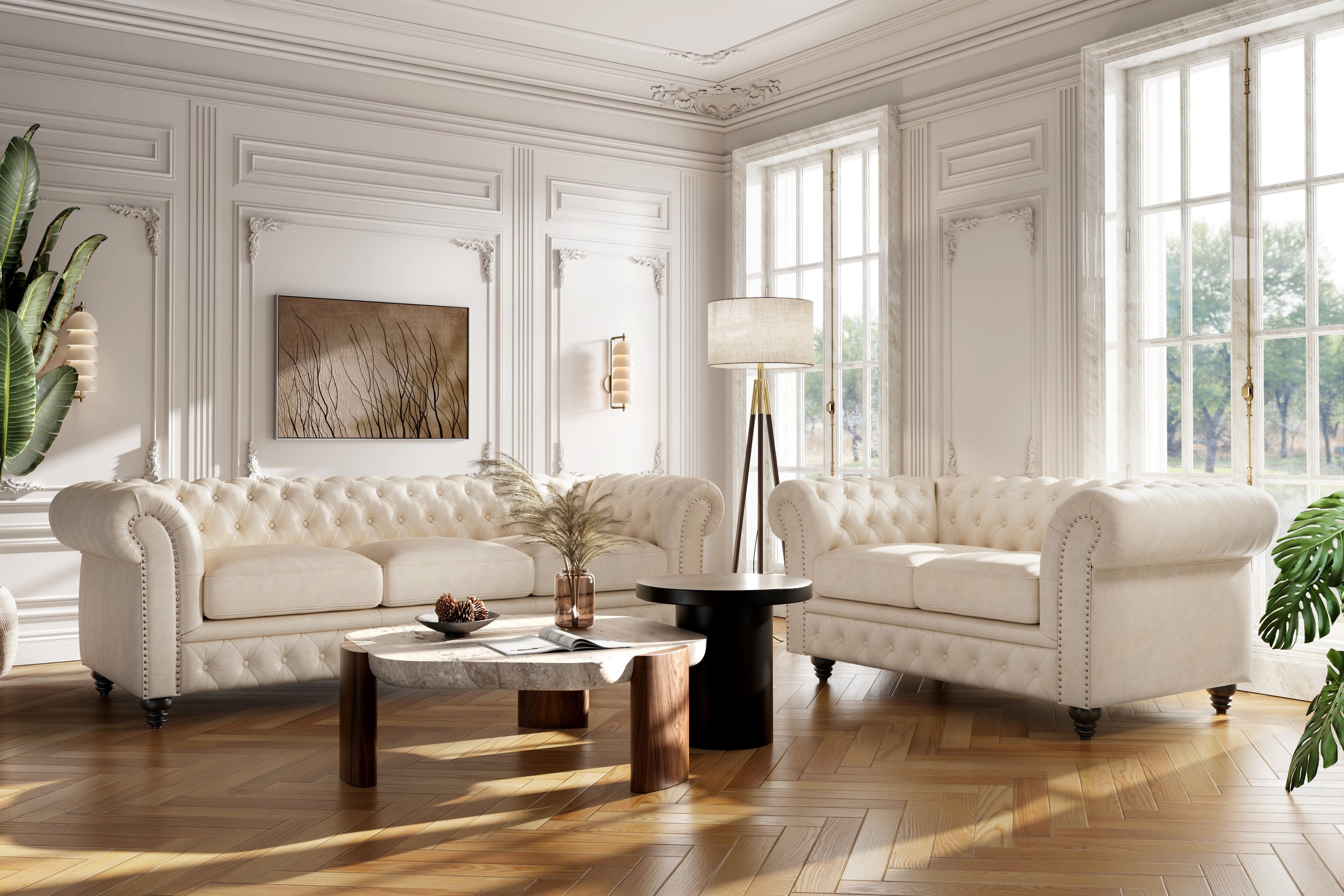 White chesterfield loveseat store