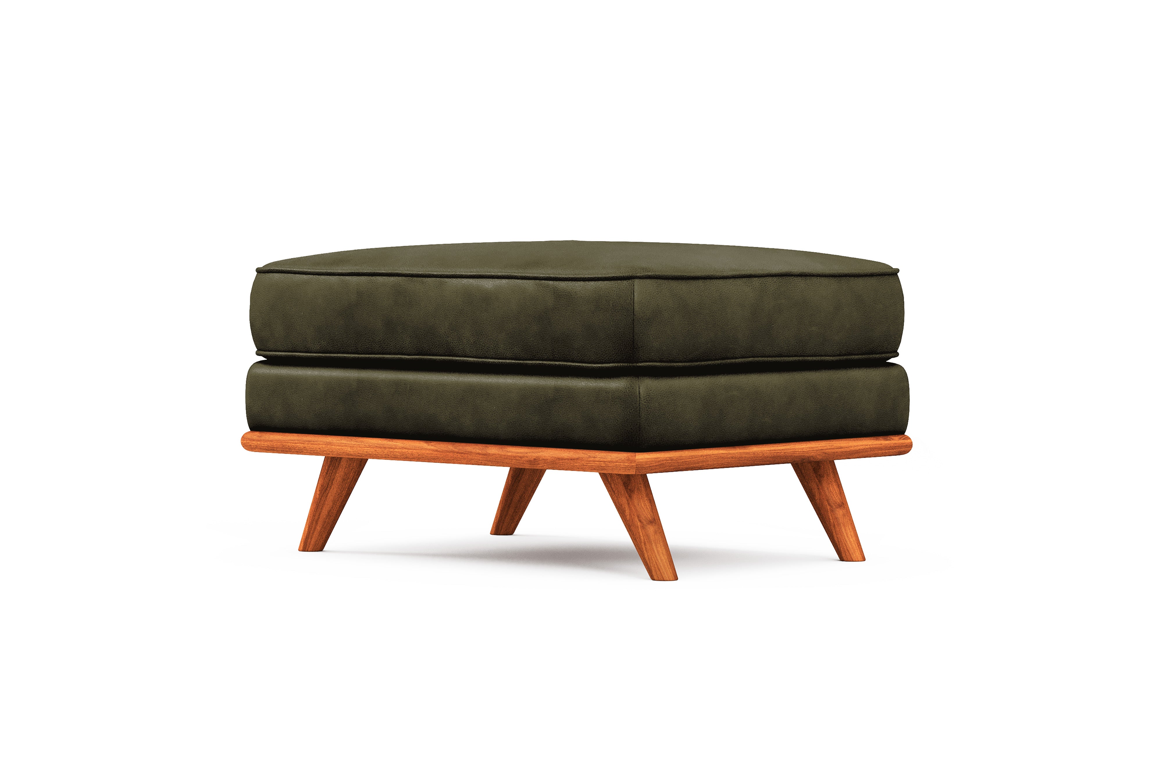 Valencia Artisan Top Grain Leather Ottoman Green