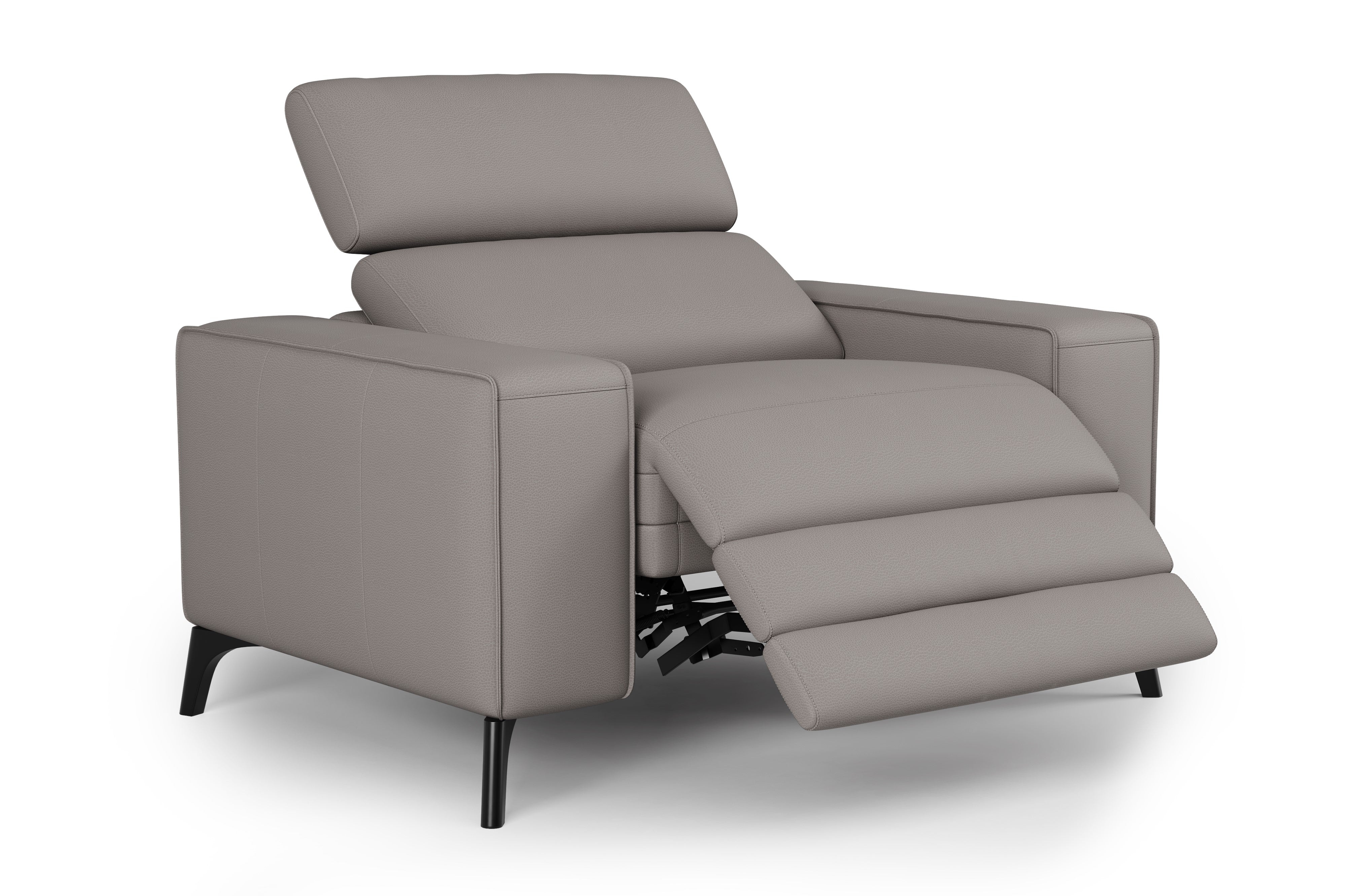 Valencia Esther Top Grain Leather Power Recliner Power Headrest USB Charging Modern Living Room Recliner Sofa Ergonomic Design Grey