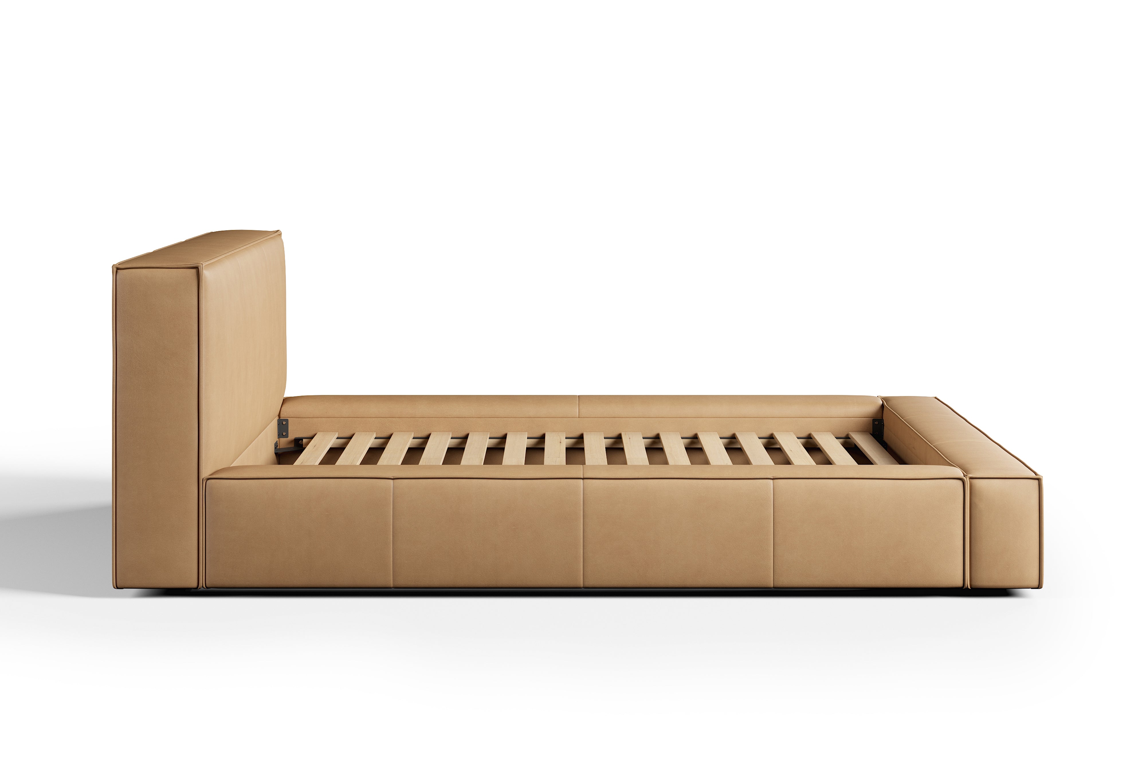 Valencia Gemma Leather King Size Bed Frame Beige