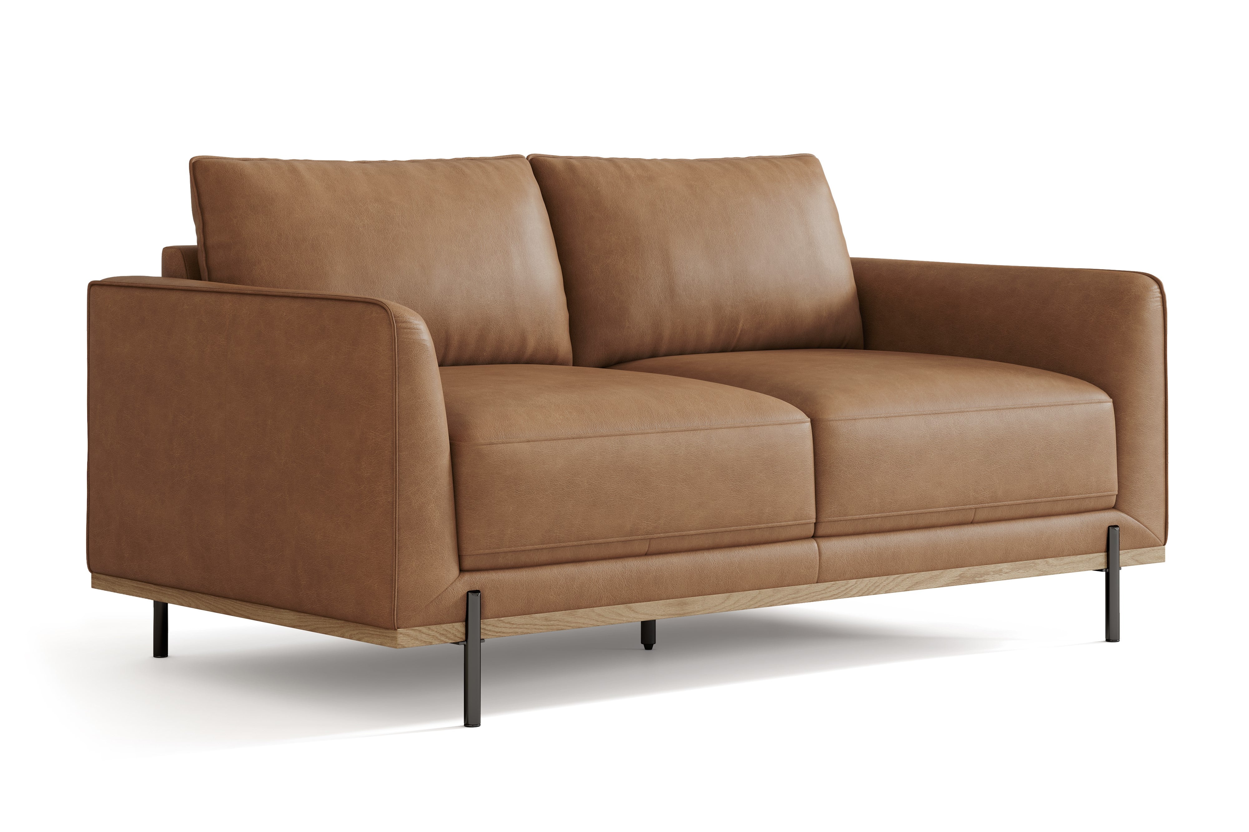 Tan leather loveseat store