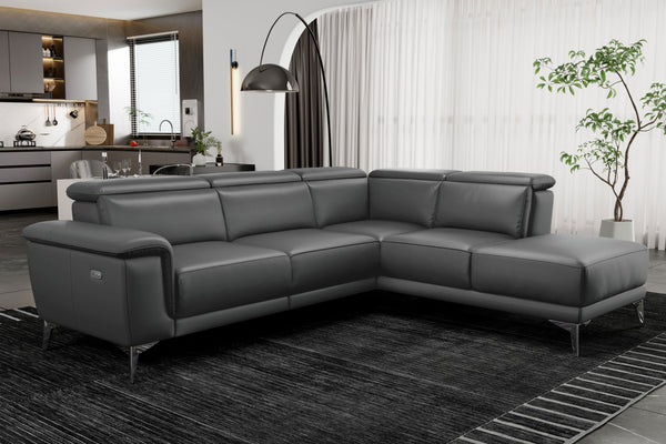 Valencia Pista Modern Leather Reclining Sectional Sofa